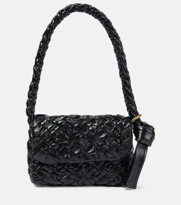 Bottega Veneta Kalimero Città Intreccio Leather Shoulder Bag - Black