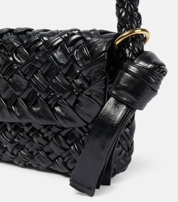 Bottega Veneta Kalimero Città Intreccio Leather Shoulder Bag - Black