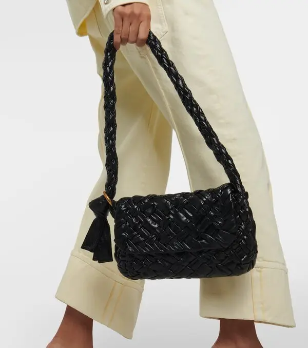 Bottega Veneta Kalimero Città Intreccio Leather Shoulder Bag - Black