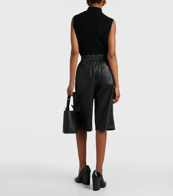 YVES SALOMON Leather Bermuda Shorts