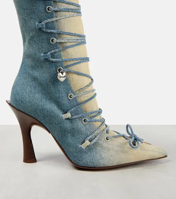 Acne Studios Bitten Denim Knee-high Boots