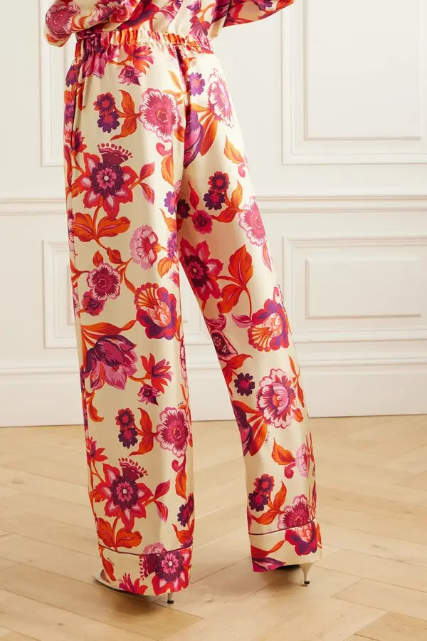 La DoubleJ Floral-print Silk-twill Pajama Pants