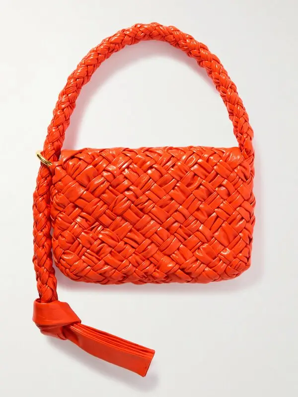 Bottega Veneta Kalimero Città Gathered Intrecciato Leather Shoulder Bag - Orange