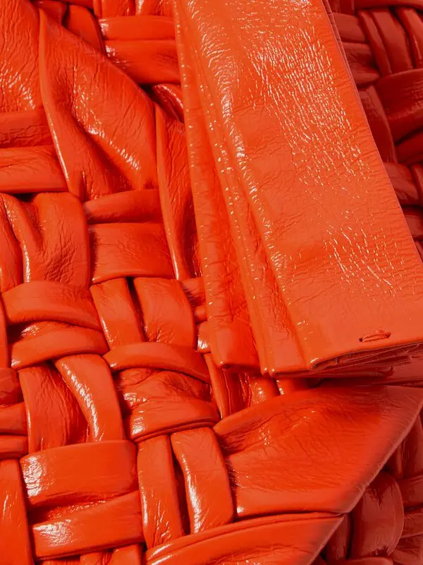 Bottega Veneta Kalimero Città Gathered Intrecciato Leather Shoulder Bag - Orange