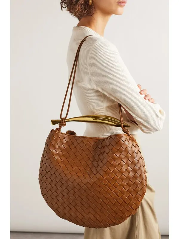 Bottega Veneta Intrecciato Leather Shoulder Bag - Brown