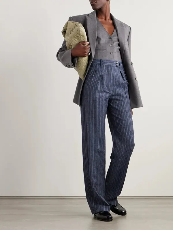 Loro Piana Pleated Pinstriped Straight-leg Pants