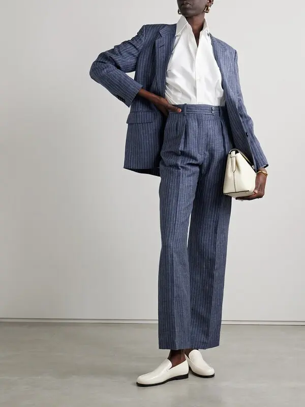 Loro Piana Pleated Pinstriped Straight-leg Pants