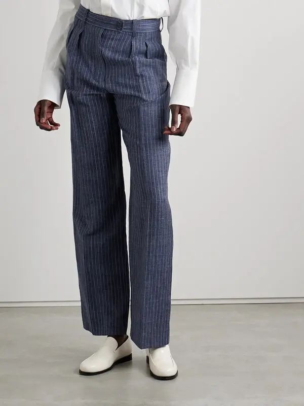 Loro Piana Pleated Pinstriped Straight-leg Pants