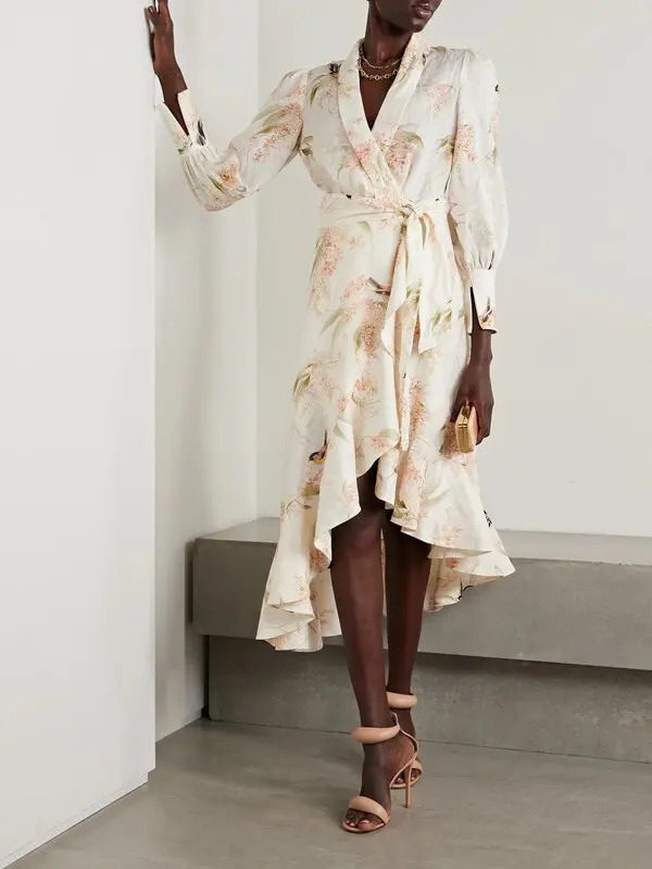 knee length dresses for ladies ZIMMERMANN Fiesta Paisley-Print Wrap Long Dress Size 0 XS ladies –  Afashionistastore main image 1
