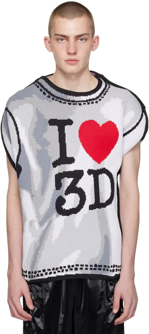 doublet TWO-DIMENSIONAL \"I♡3D\" T-SHIRT Doublet - White Two-Dimensional 'I♡3D' T-Shirt