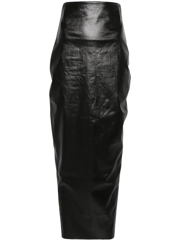 Rick Owens Dirt Pillar Coated Denim Skirt