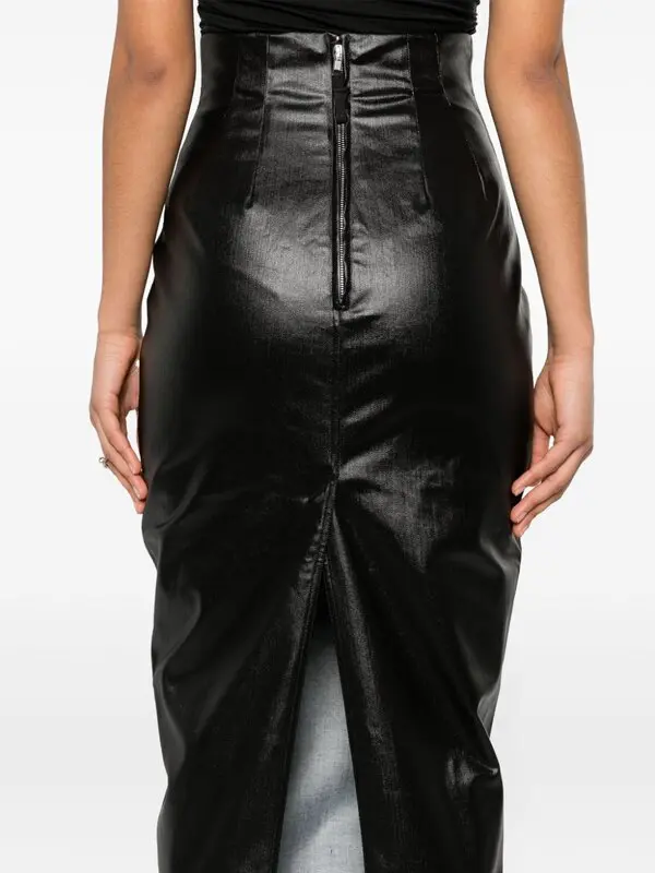Rick Owens Dirt Pillar Coated Denim Skirt
