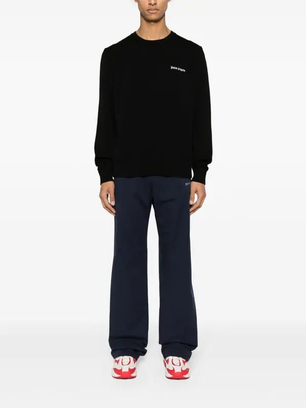Palm Angels Logo Embroidered Cotton Jumper - Black