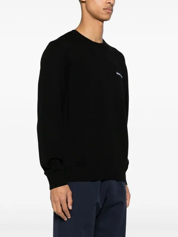 Palm Angels Logo Embroidered Cotton Jumper - Black