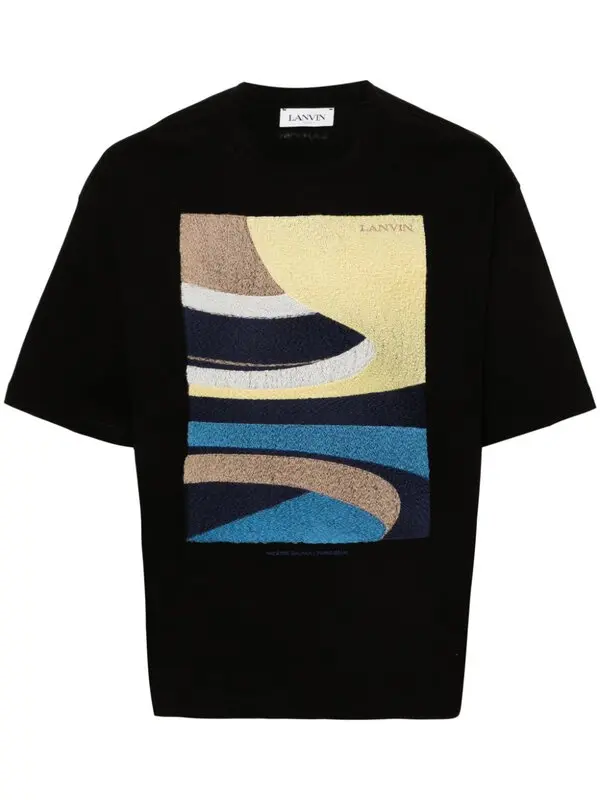 LANVIN Daunou-embroidery Cotton T-shirt