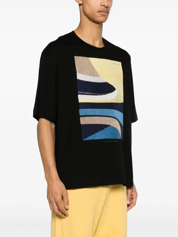 LANVIN Daunou-embroidery Cotton T-shirt