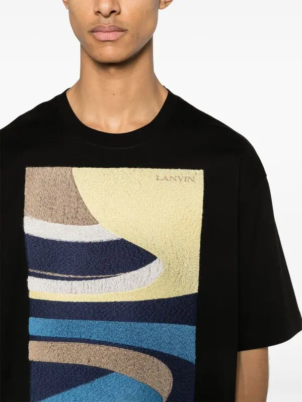 LANVIN Daunou-embroidery Cotton T-shirt
