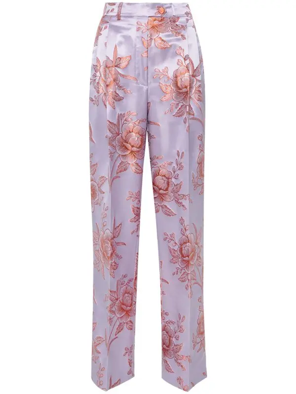 Etro Floral-jacquard Satin Trousers