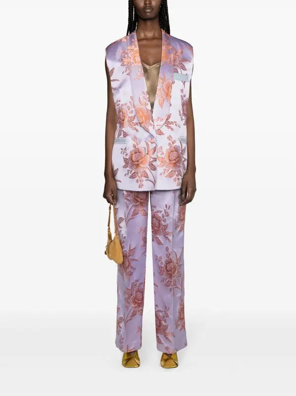 Etro Floral-jacquard Satin Trousers