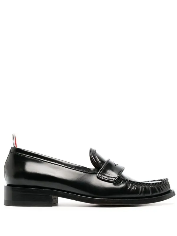 Thom Browne Spazzolato Pleated Varsity Loafers - Black