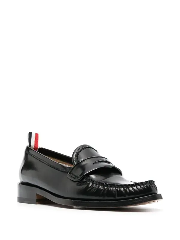 Thom Browne Spazzolato Pleated Varsity Loafers - Black