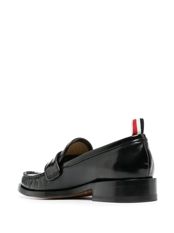 Thom Browne Spazzolato Pleated Varsity Loafers - Black