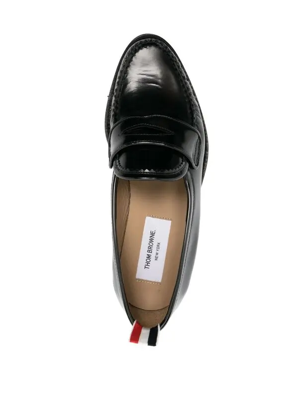 Thom Browne Spazzolato Pleated Varsity Loafers - Black