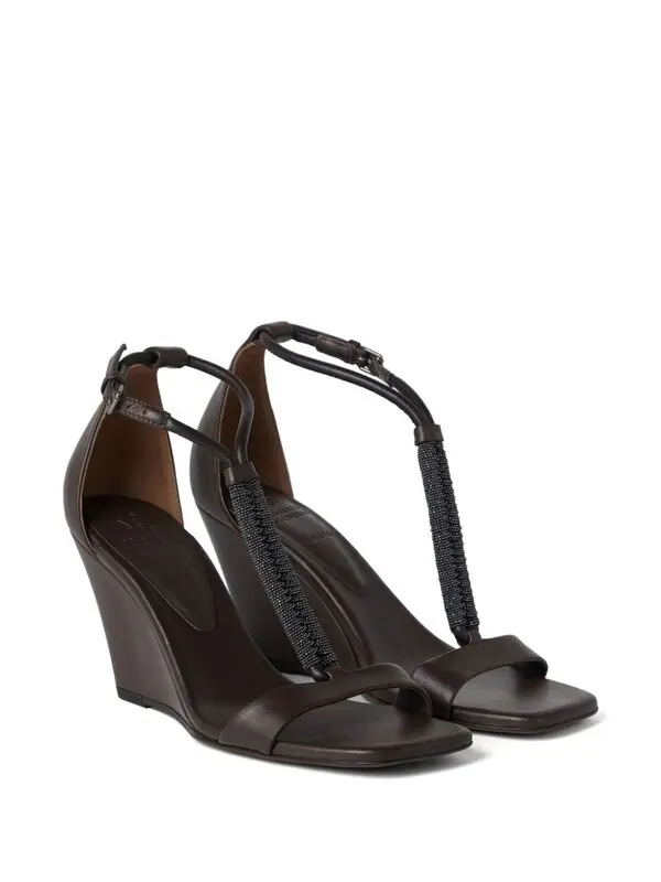 Brunello Cucinelli Wedge-heel Leather Sandals