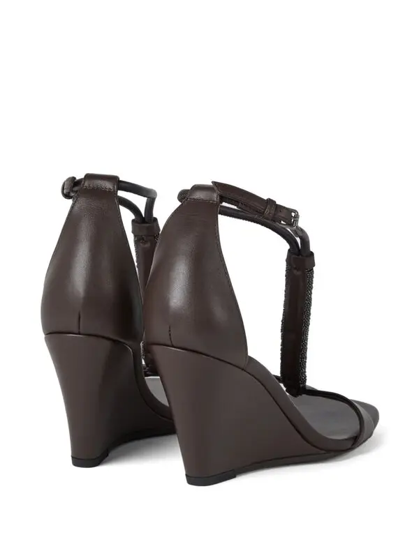 Brunello Cucinelli Wedge-heel Leather Sandals