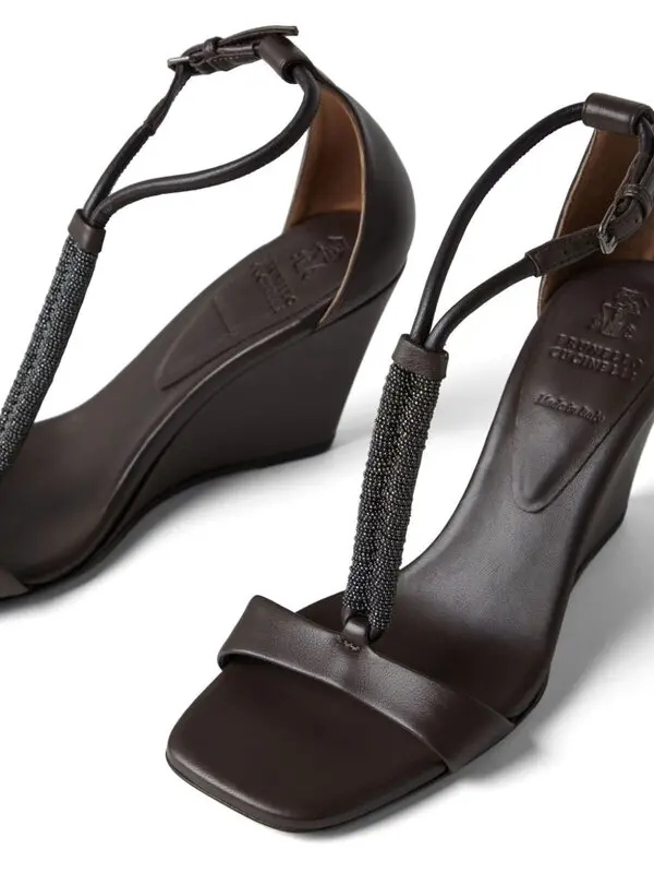 Brunello Cucinelli Wedge-heel Leather Sandals