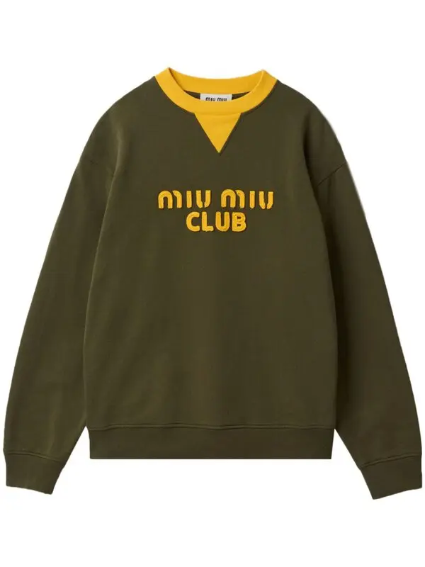 Miu Miu Tops Sweatshirt W Logo - Green | Editorialist