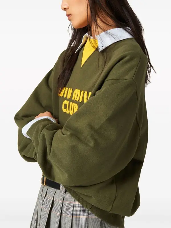 Miu Miu Tops Sweatshirt W Logo - Green | Editorialist