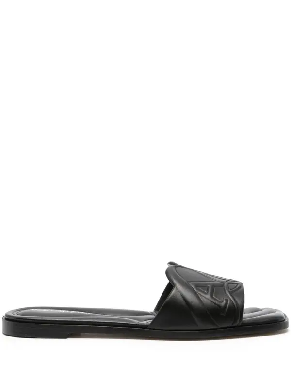Alexander McQueen Logo-embossed Leather Sandals - Black