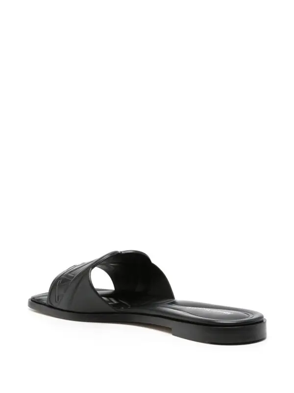 Alexander McQueen Logo-embossed Leather Sandals - Black