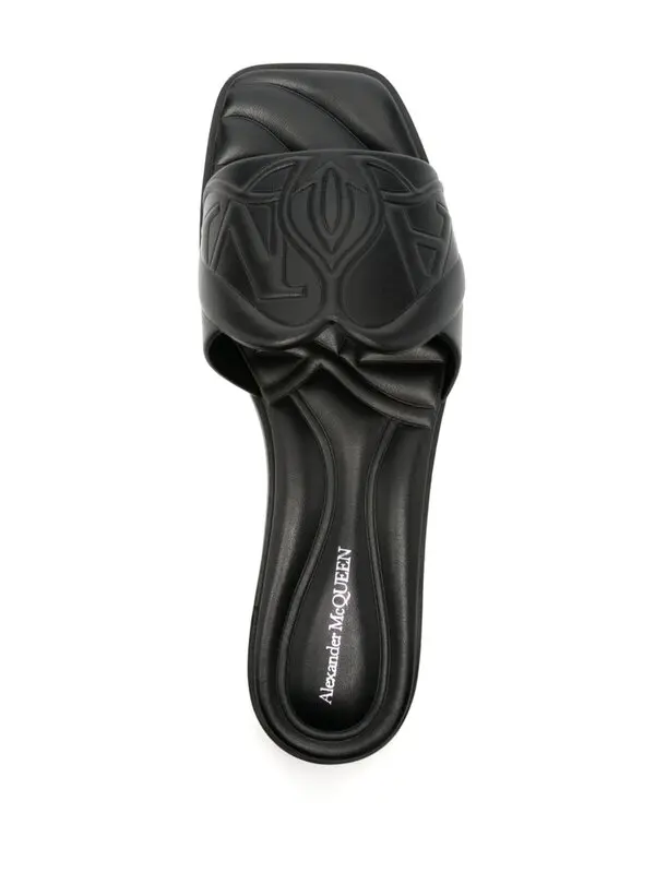 Alexander McQueen Logo-embossed Leather Sandals - Black