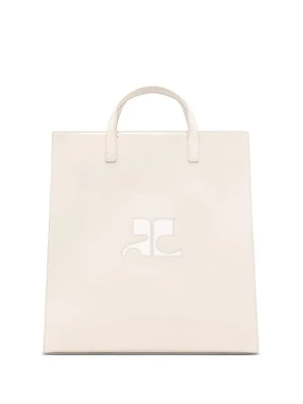 COURREGES Heritage Leather Tote Bag - Neutrals