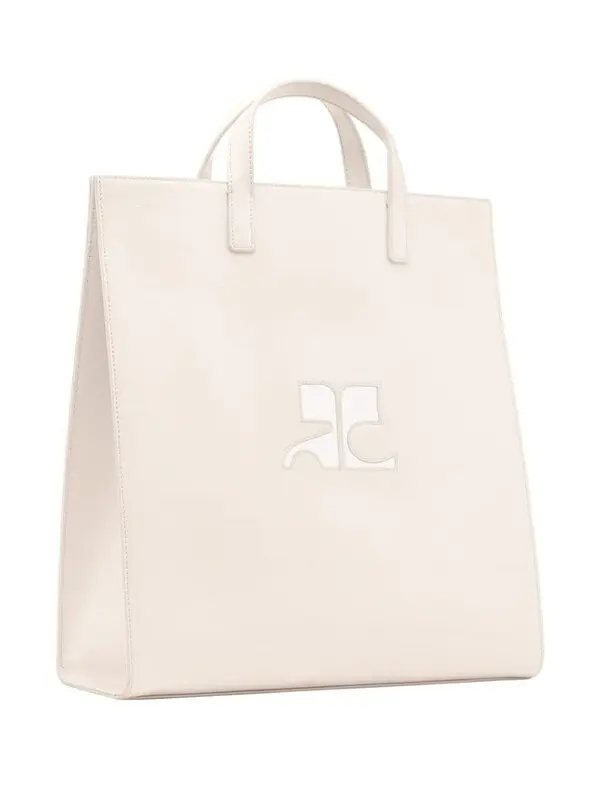 COURREGES Heritage Leather Tote Bag - Neutrals