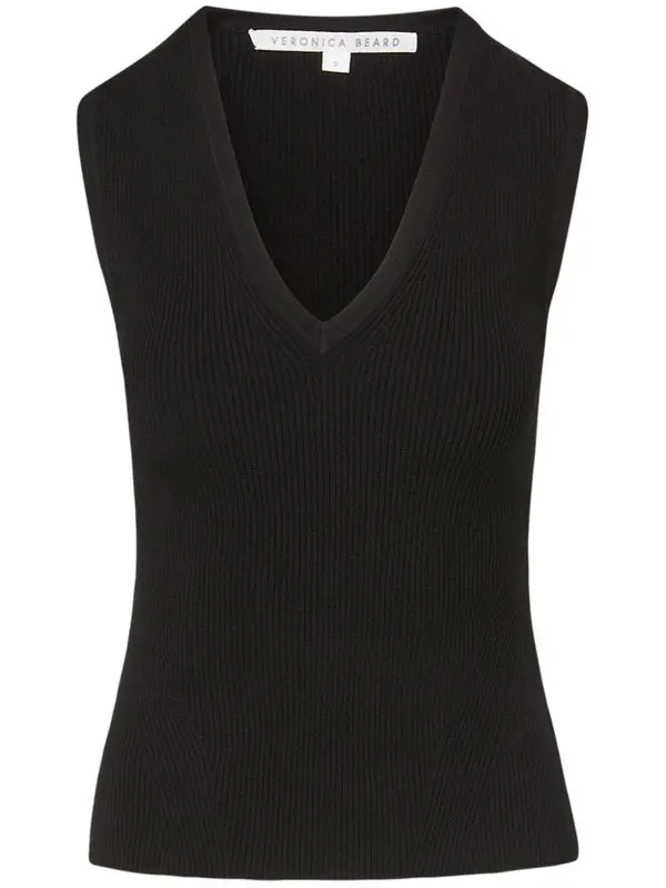 Veronica Beard Sid Ribbed-knit Tank Top - Black