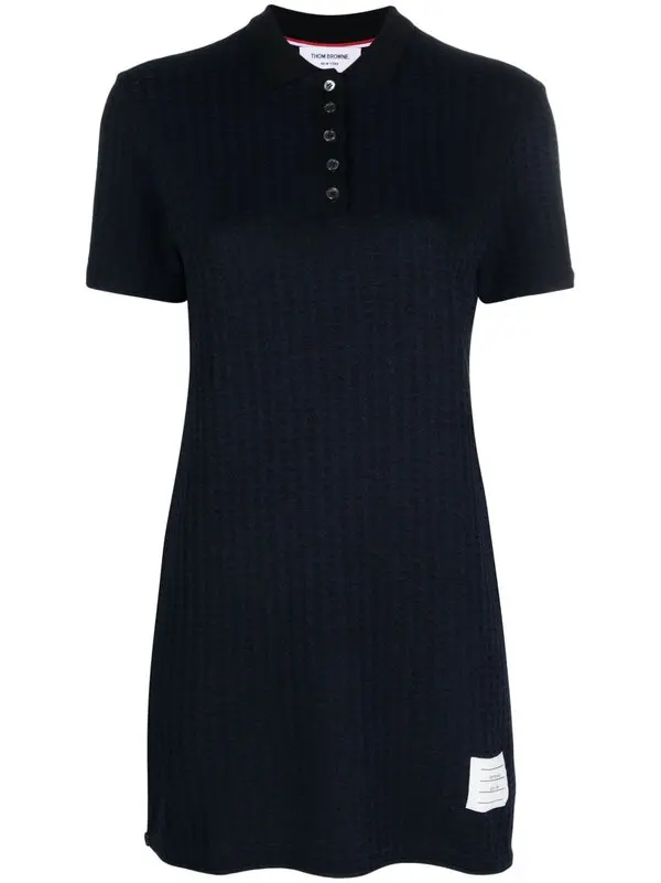 Thom Browne Checked Jacquard Polo Mini Dress