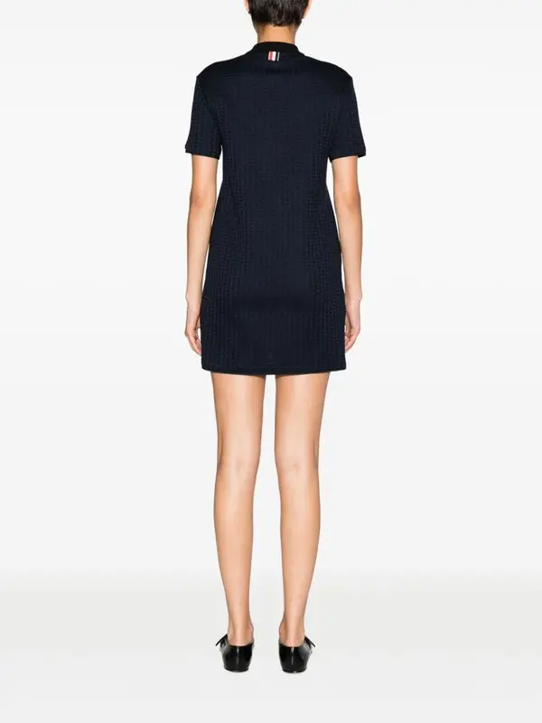 Thom Browne Checked Jacquard Polo Mini Dress