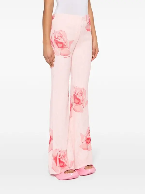 Kenzo Rose-print Flared Trousers