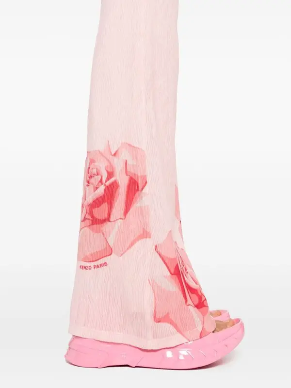 Kenzo Rose-print Flared Trousers