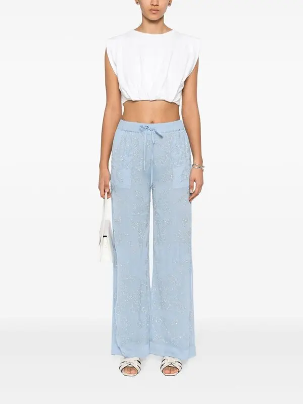 P.a.r.o.s.h Rilda Beaded Wide-leg Trousers