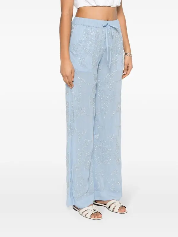 P.a.r.o.s.h Rilda Beaded Wide-leg Trousers