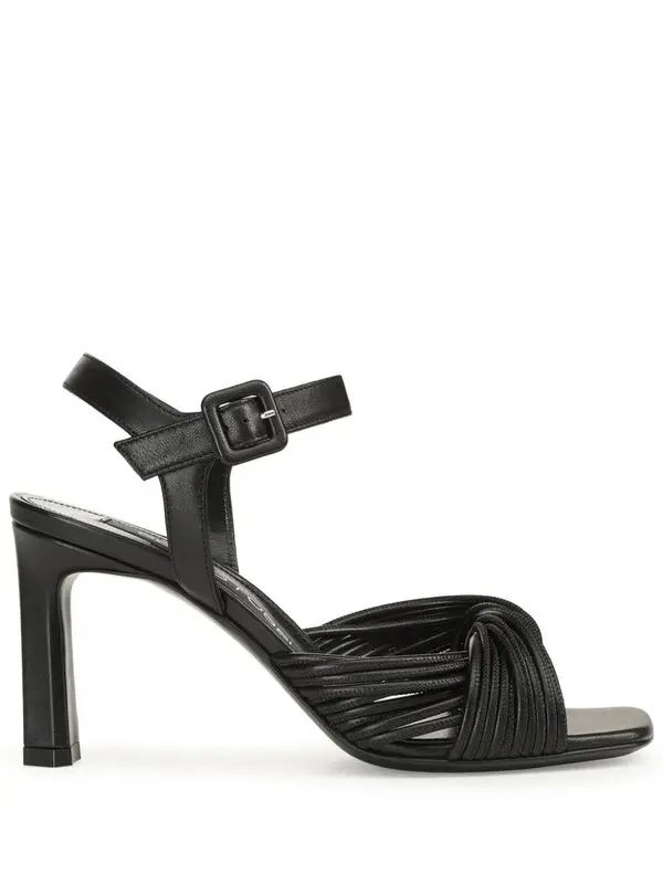 SERGIO ROSSI Akida Twist-detailed Leather Sandals - Black