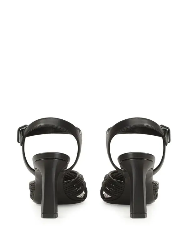 SERGIO ROSSI Akida Twist-detailed Leather Sandals - Black