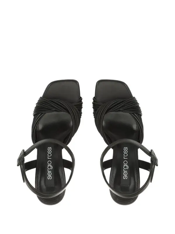 SERGIO ROSSI Akida Twist-detailed Leather Sandals - Black