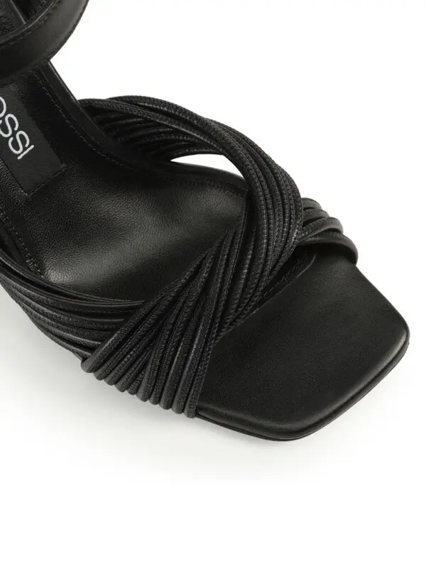 SERGIO ROSSI Akida Twist-detailed Leather Sandals - Black