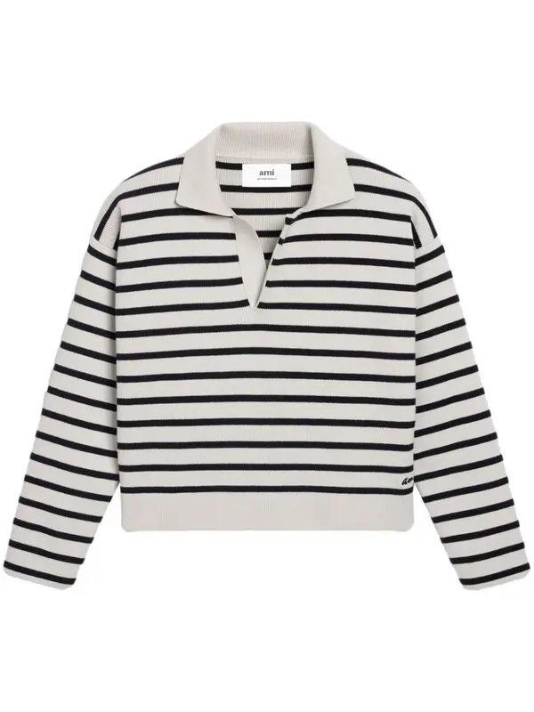 Ami Striped Polo Jumper