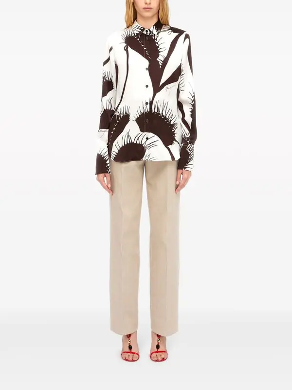 FERRAGAMO Venus-print Silk Shirt - Brown